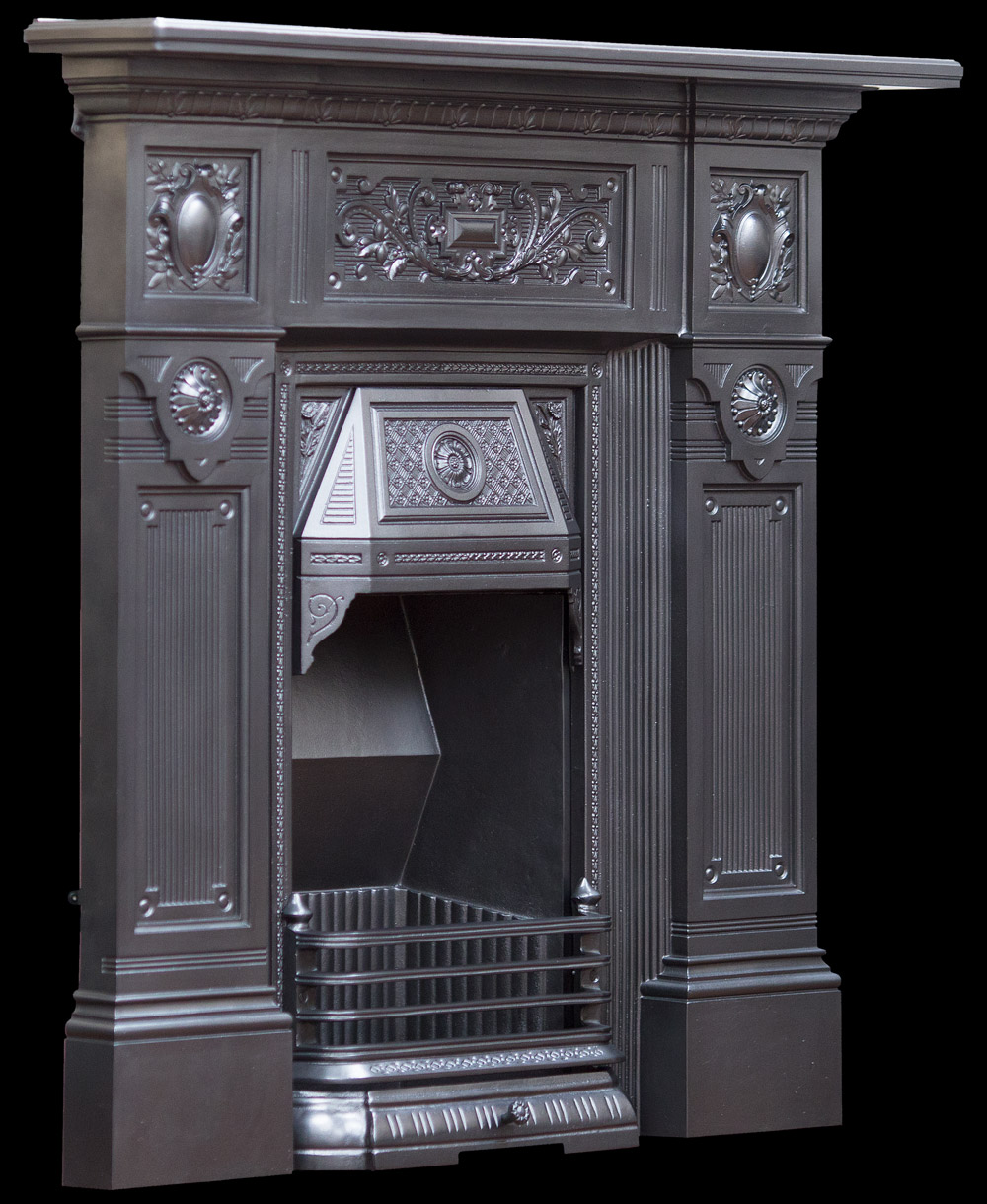 Victorian large cast iron combination fireplace