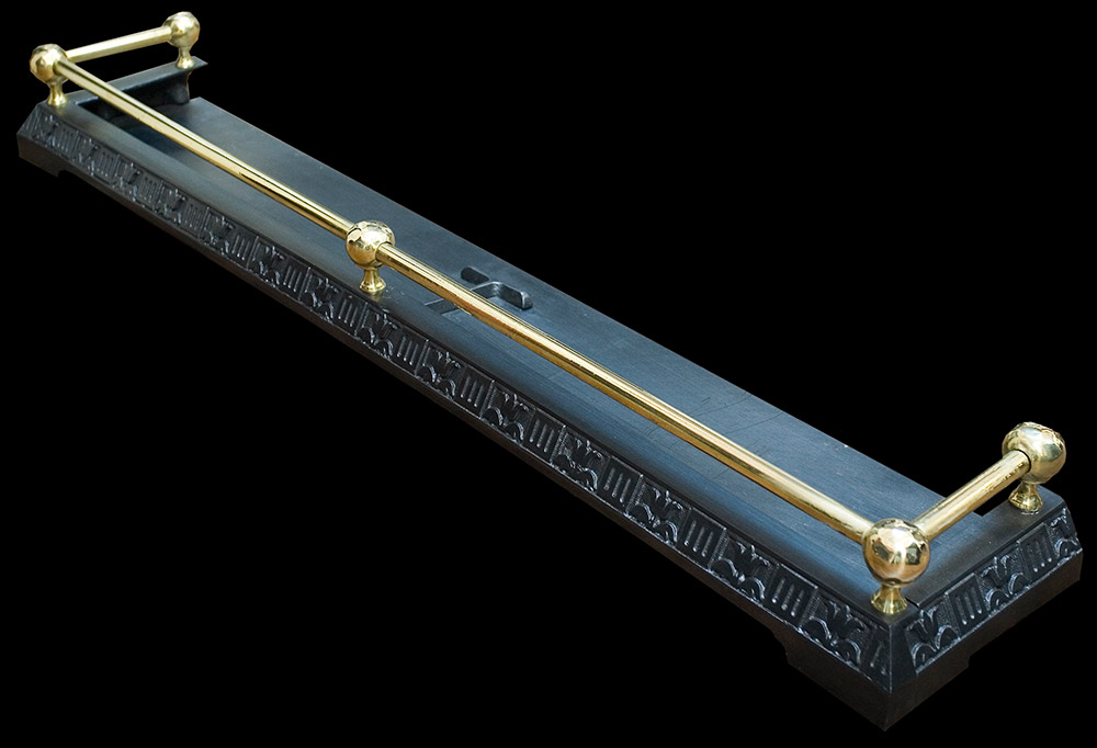 Victorian cast iron brass rail fender