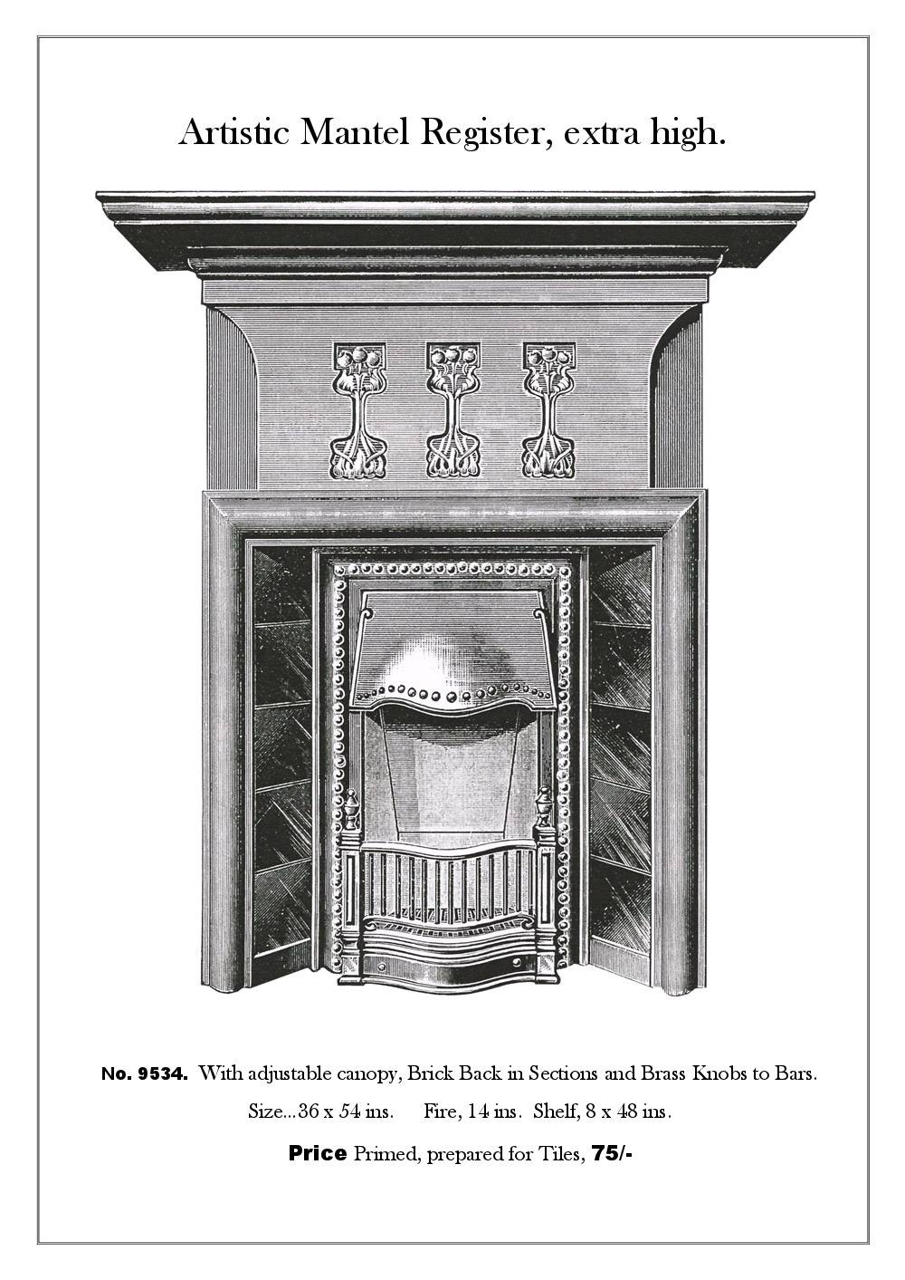 Artistic mantel register, extra high | The Antique Fireplace ...